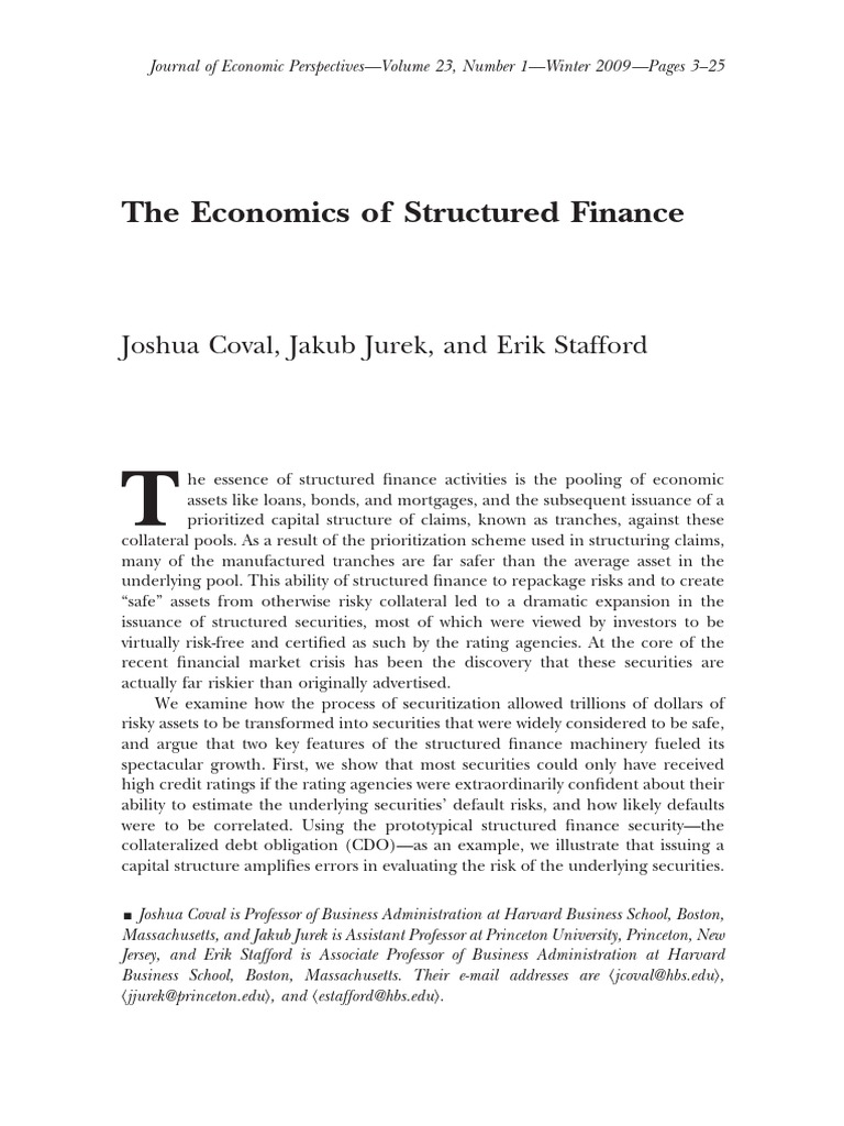 How Structured Finance Transformed Risky Assets into "Safe | PDF ...