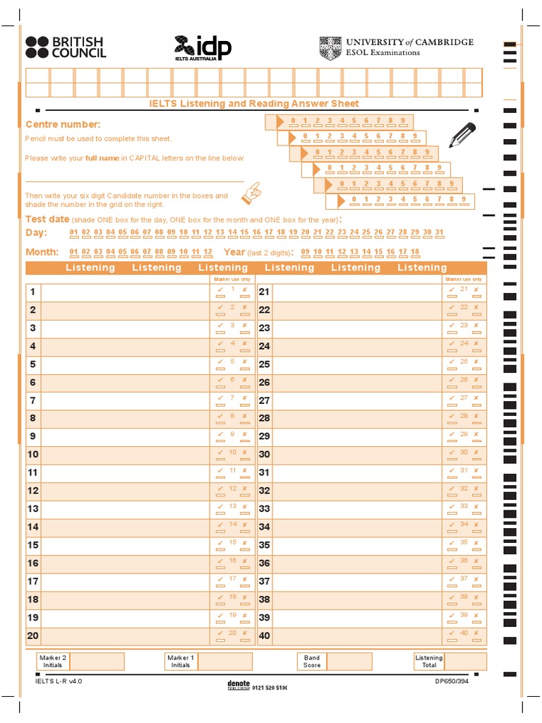 IELTS Answer Sheet Guide | PDF | International English Language Testing ...