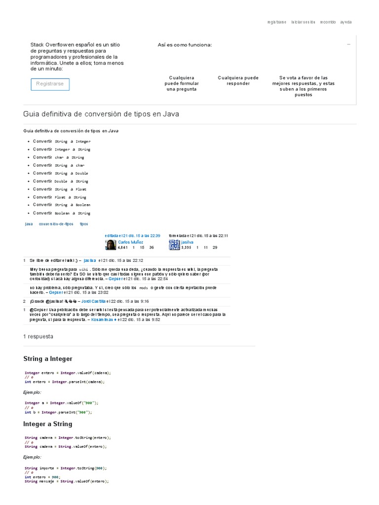 Guia Definitiva de Conversión de Tipos en Java - Stack Overflow en ...