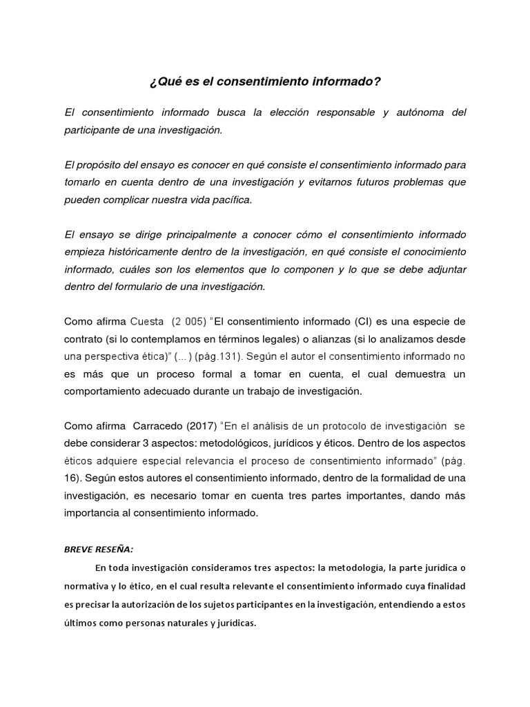 ¿Qué es el consentimiento informado?: Breve Reseña | Consentimiento ...