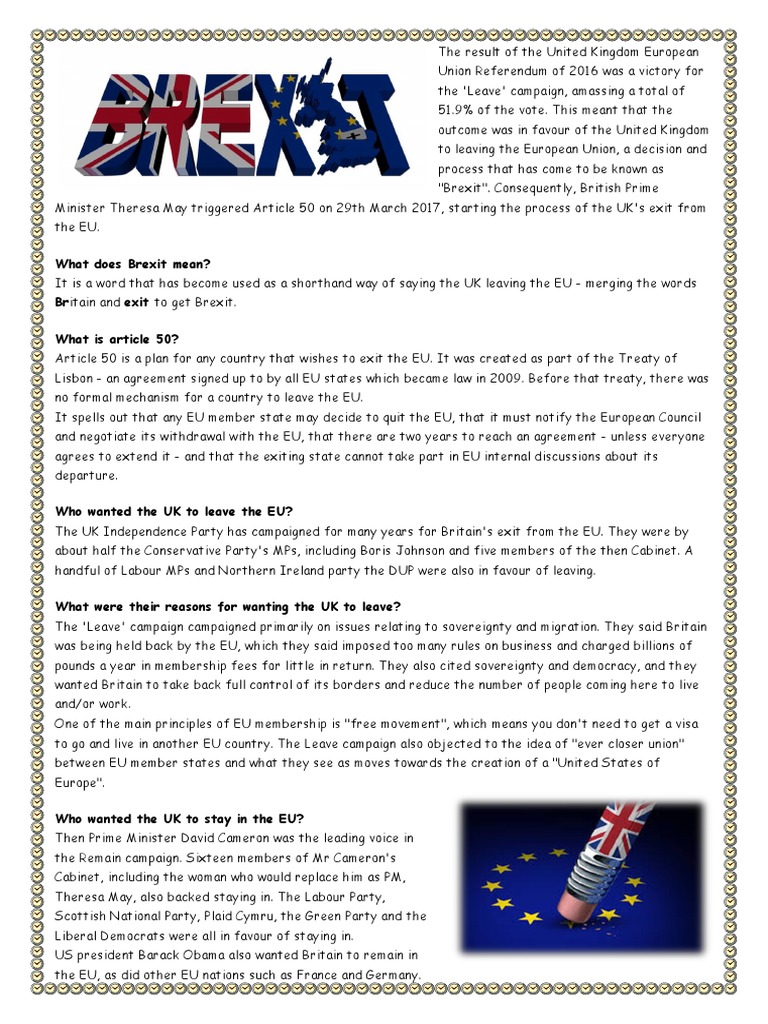 Brexit Reading Comprehension | PDF | Brexit | United Kingdom European ...