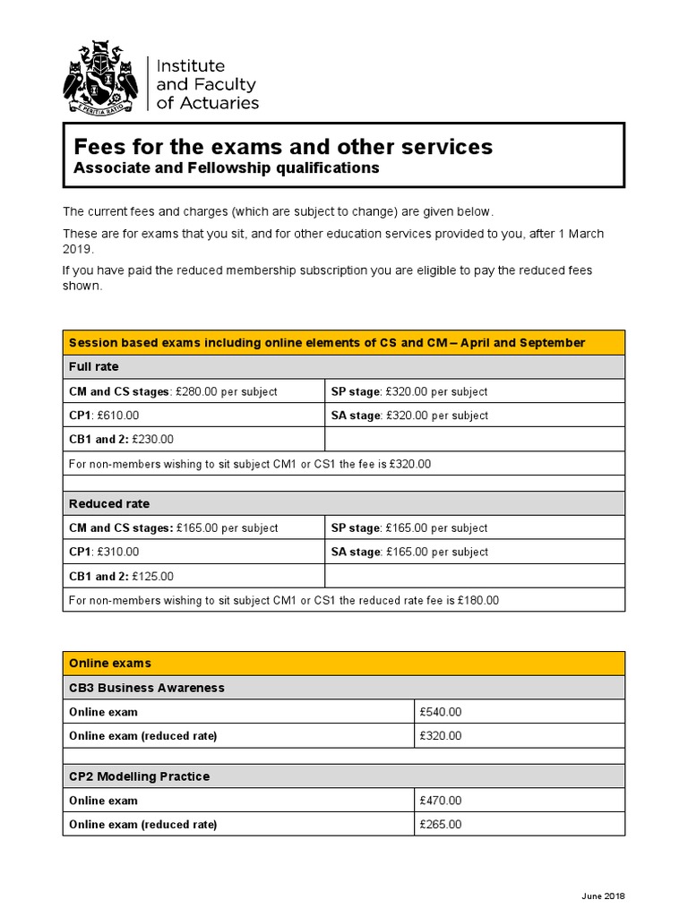 Exam Fees for Associate & Fellowship | PDF | Behavior Modification ...