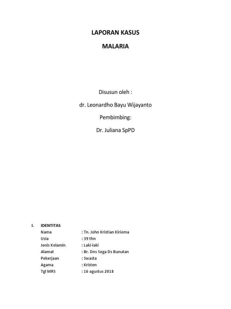 Laporan Kasus Malaria | PDF