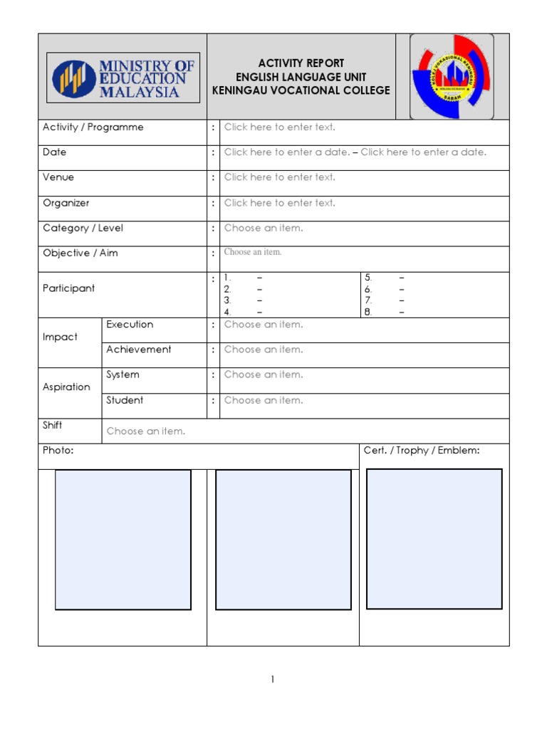 Activity Report - Template | PDF