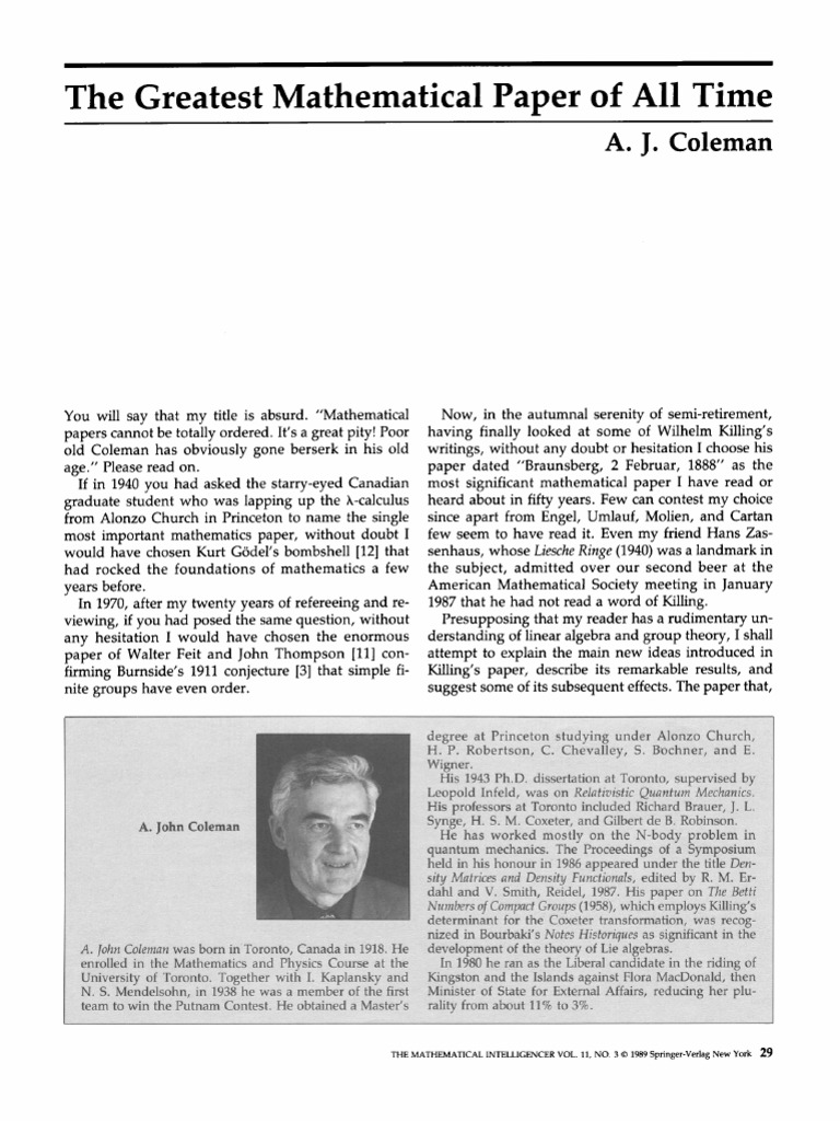 Coleman PDF | PDF | Lie Algebra | Group (Mathematics)