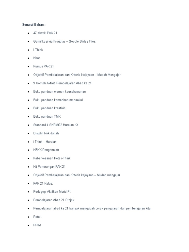Aktiviti dan Panduan PAK 21 | PDF | Karier & Perkembangan ...