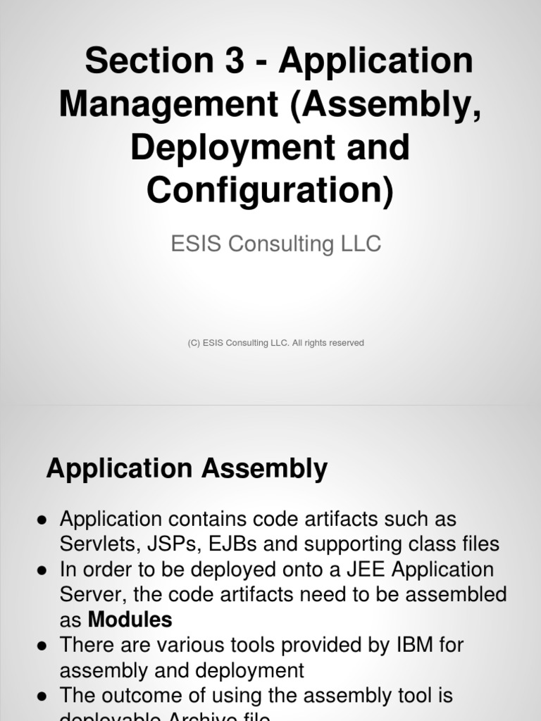 Section 3 - Application Management (Assembly, Deployment and ...
