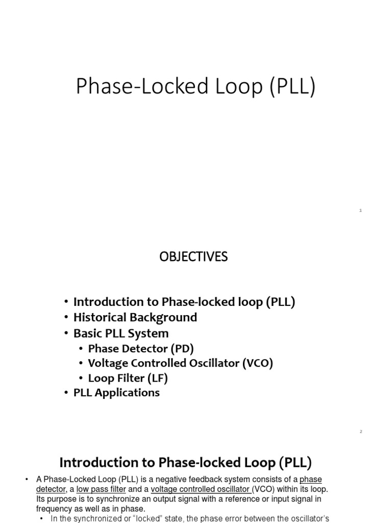 Phase-Locked Loop (PLL) | PDF | Detector (Radio) | Electrical Engineering