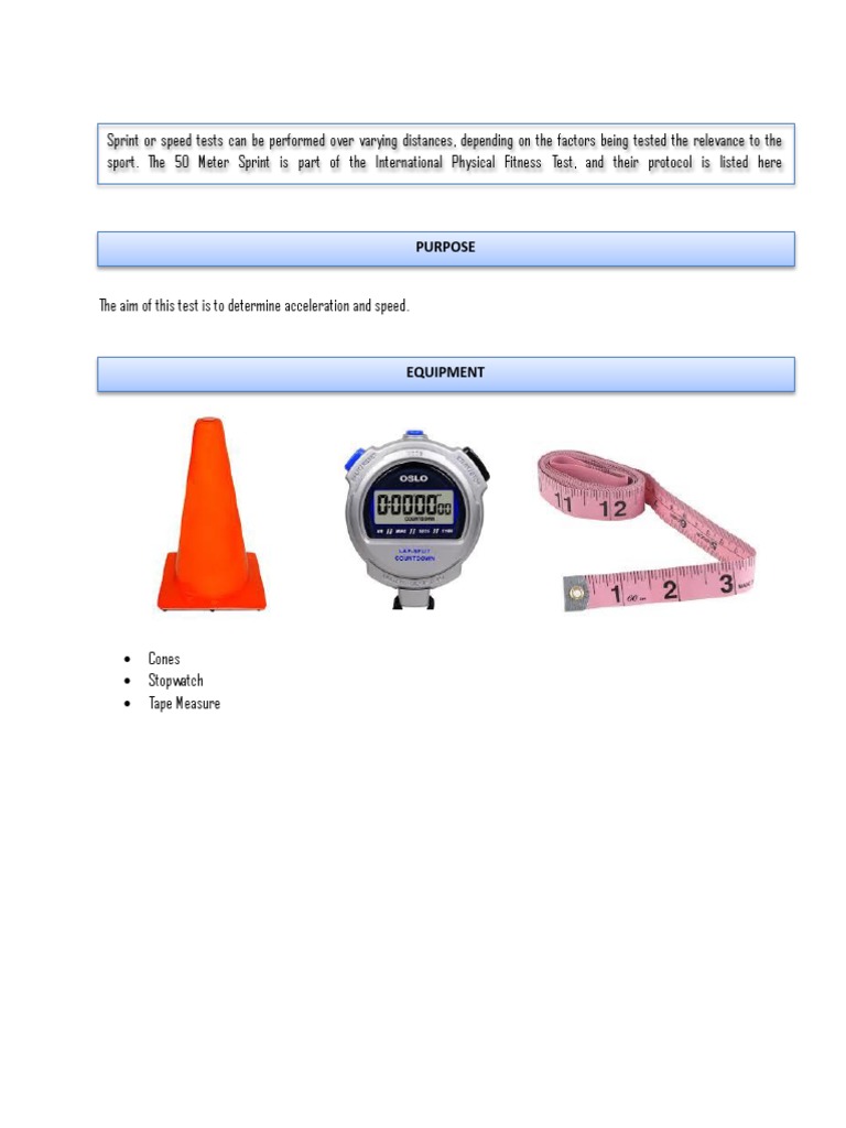 50 Meter Sprint Test | PDF