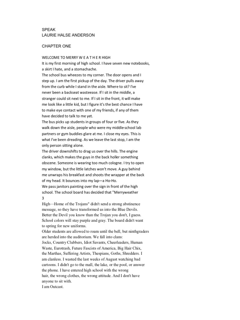 Speak by Laurie Halse Anderson PDF | PDF