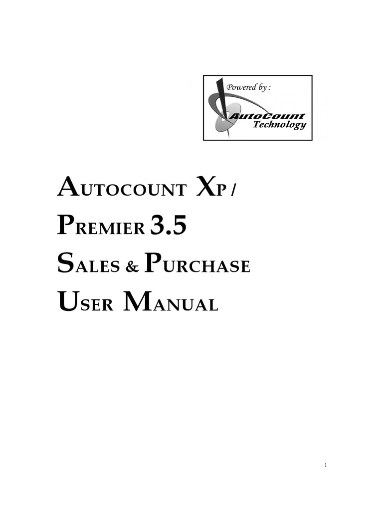 Autocount XP - Premier 3.5 For Sales and Purchase Module | PDF | Intellectual Works | Computing