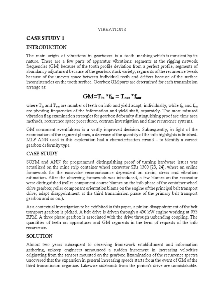 Vibrations Case Studies | PDF | Transmission (Mechanics) | Machines