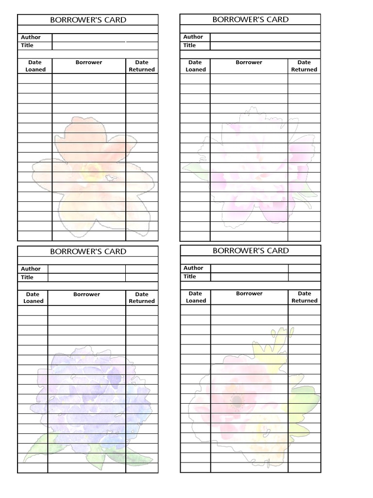 Borrower'S Card Borrower'S Card | PDF