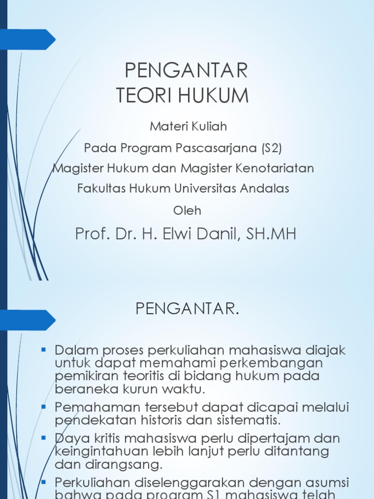 Teori Hukum Program S2 | PDF