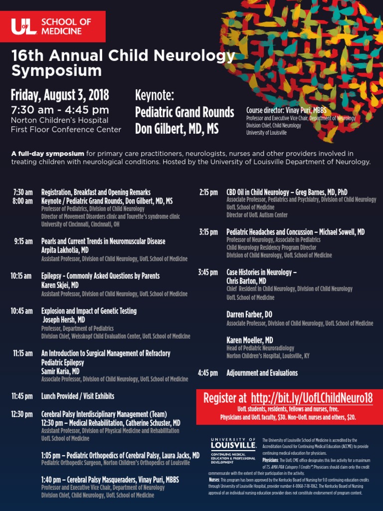2018 Child Neurology Flyer v6 | PDF | Neurology | Medical School