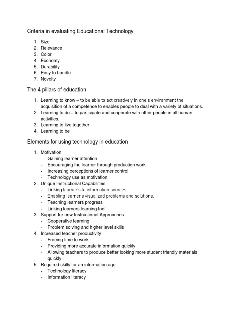 Criteria in Evaluating Educational Technology | PDF