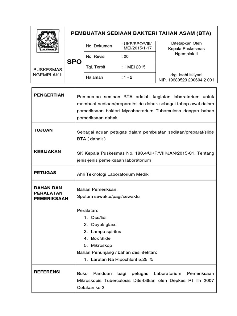 Sop Pembuatan Slide Bta S Pdf