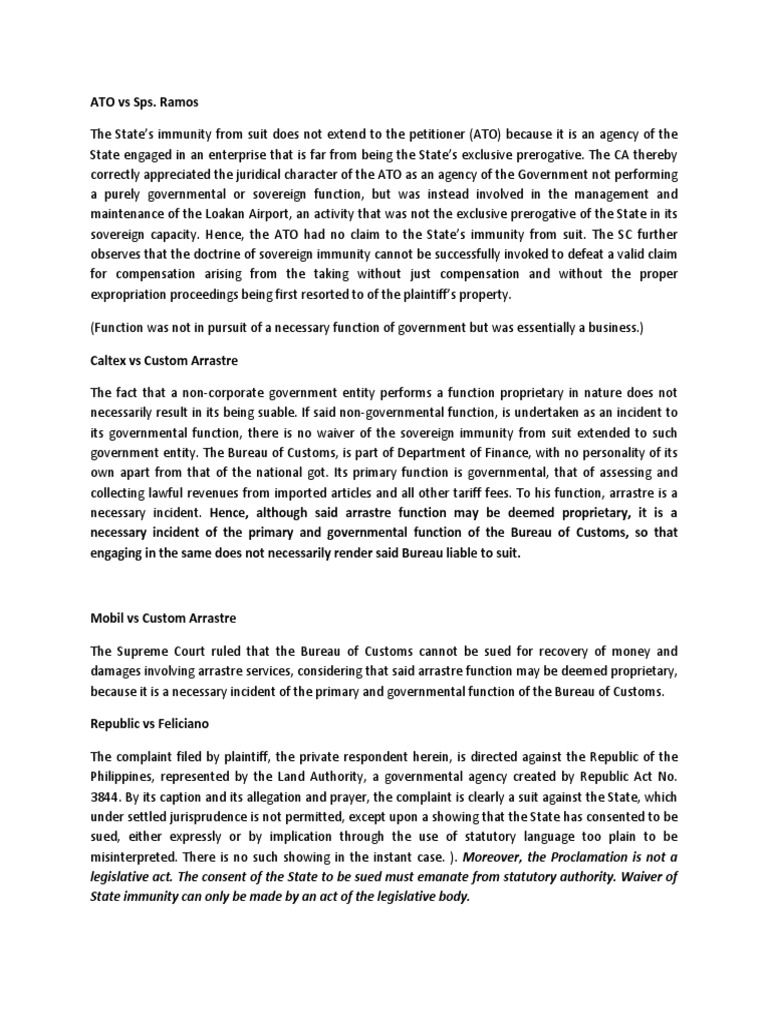 Analysis of Key Cases on the Doctrine of State Immunity from Suit in ...