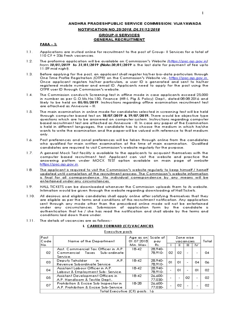 APPSC Group 2 Notification 2018 | PDF | Academic Degree | Bachelor's Degree