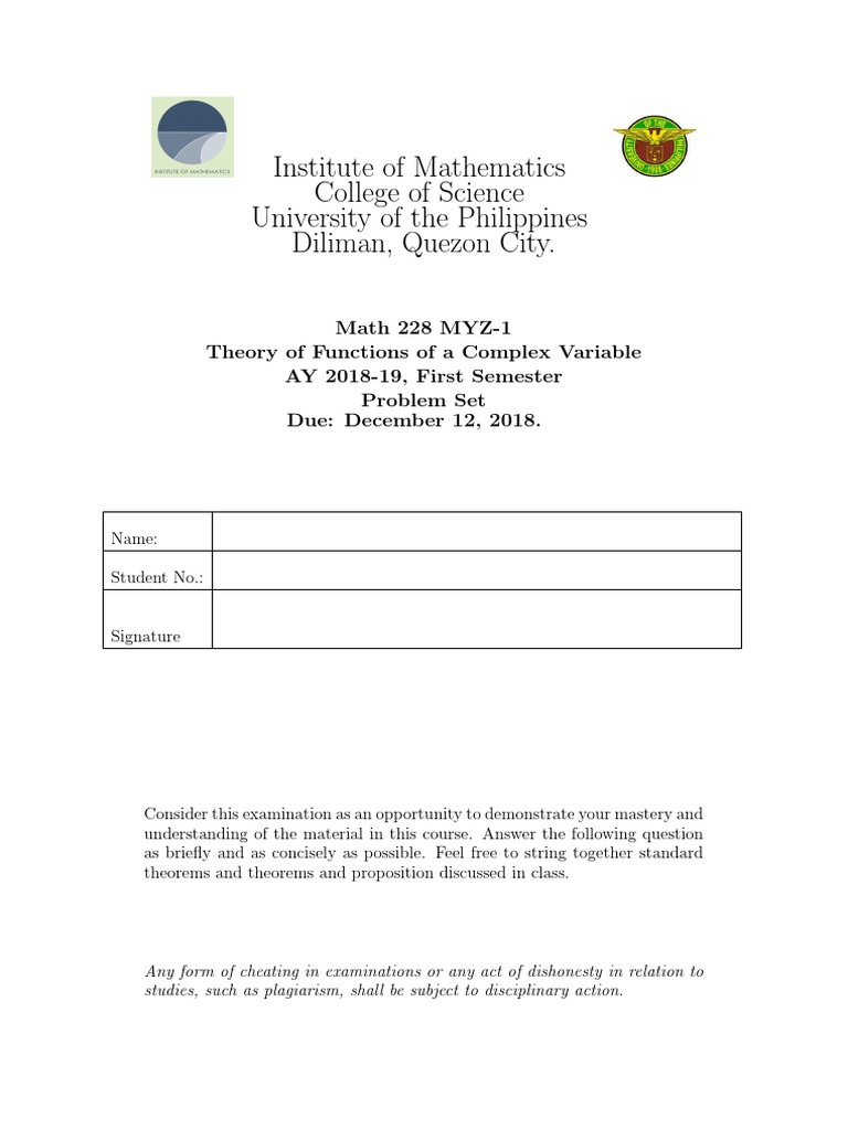 Institute of Mathematics College of Science University of The ...