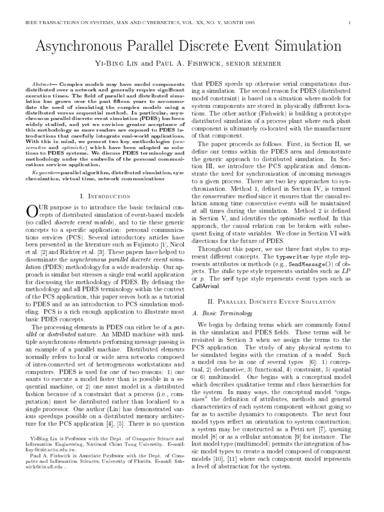 Asynchronous Parallel Discrete Event Simulation: Yi-Bing Lin Paul A ...