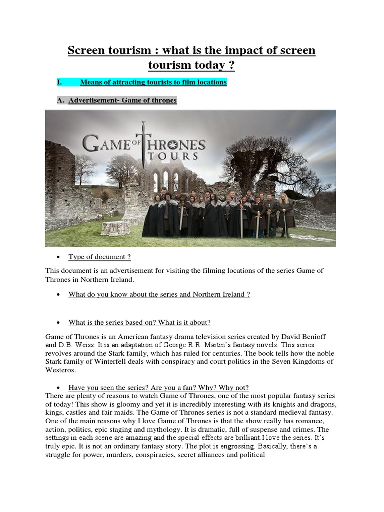 Screen Tourism: What Is The Impact of Screen Tourism Today ? | PDF ...