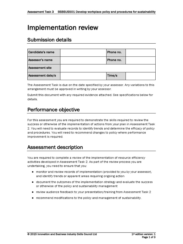 BSBSUS501 Assessment Task 3 | PDF | Sustainability | Innovation