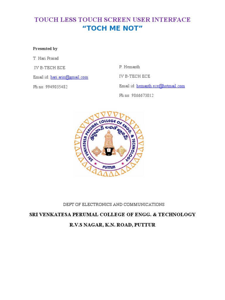 Touch Me Not | PDF | Touchscreen | Graphical User Interfaces