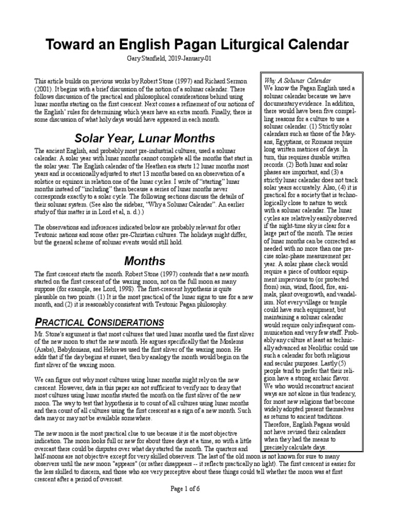 Anglo Saxon Pre Christian Calendar | PDF | Calendar | Moon