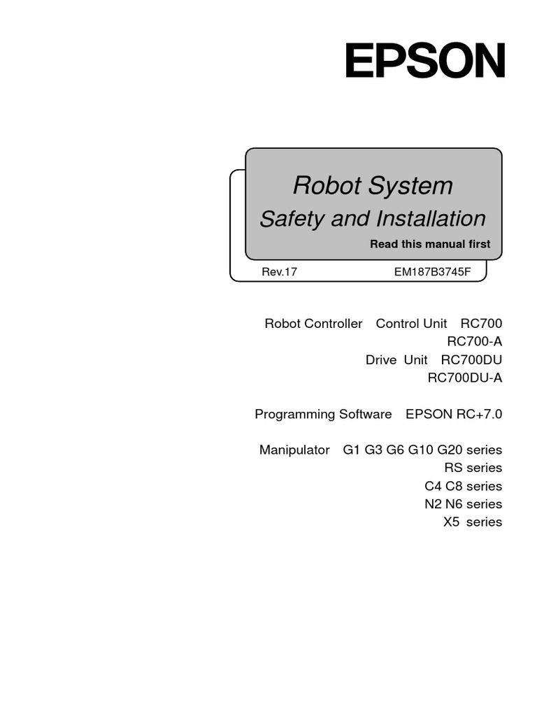 Robot Epson RC620+ Safety and Installation Manual (Revision 12) | PDF ...
