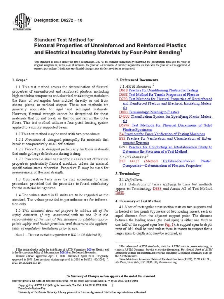 Astm D6272 | PDF | Strength Of Materials | Yield (Engineering)