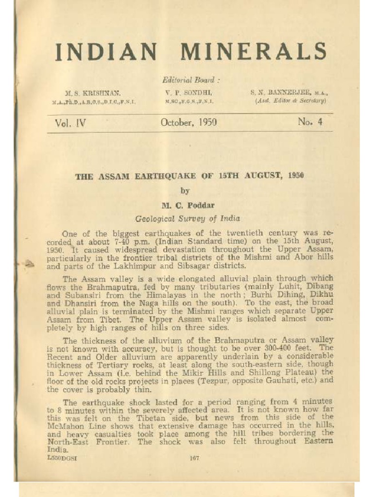 The Assam Earthquake of 15 August 1950 by Poddar
