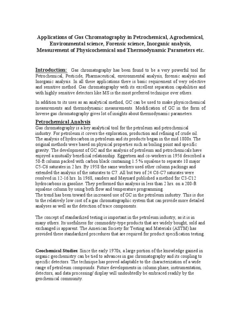 GC Applications Short | PDF | Gas Chromatography | Chromatography