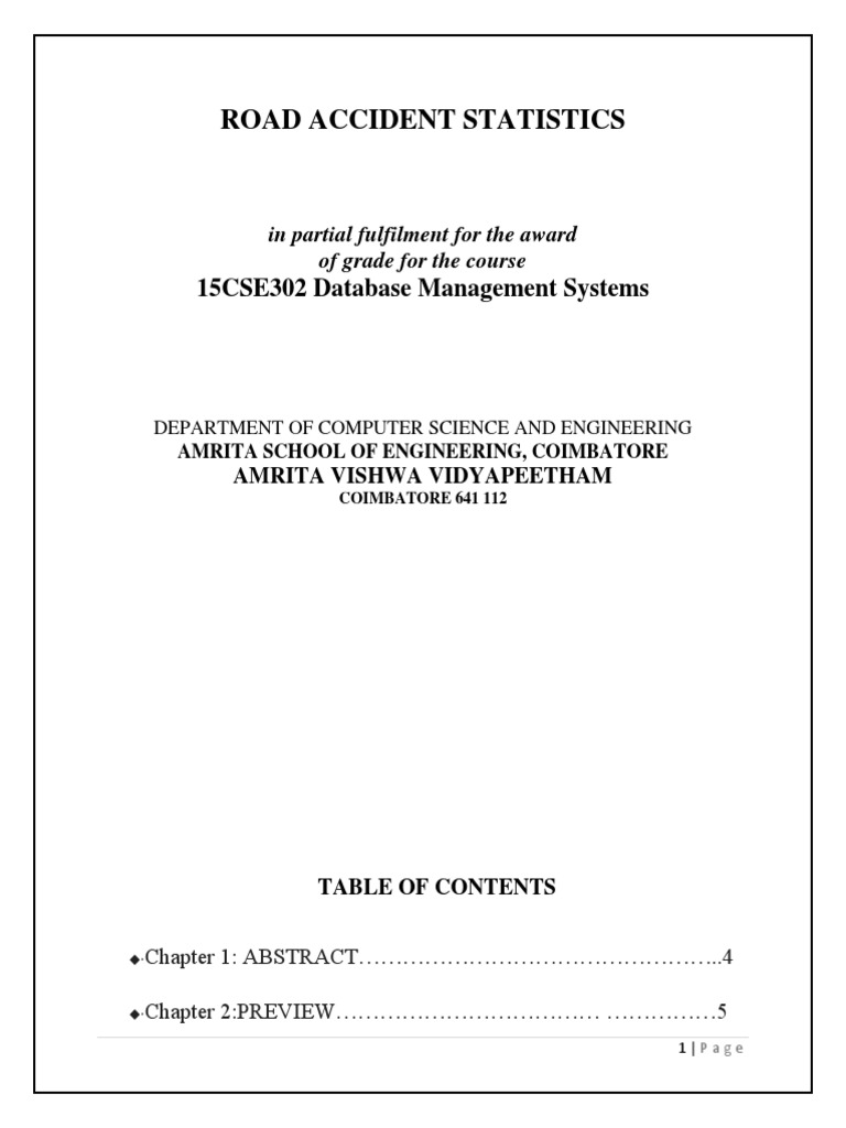 Road Accident Database Report | PDF | Traffic Collision | Databases
