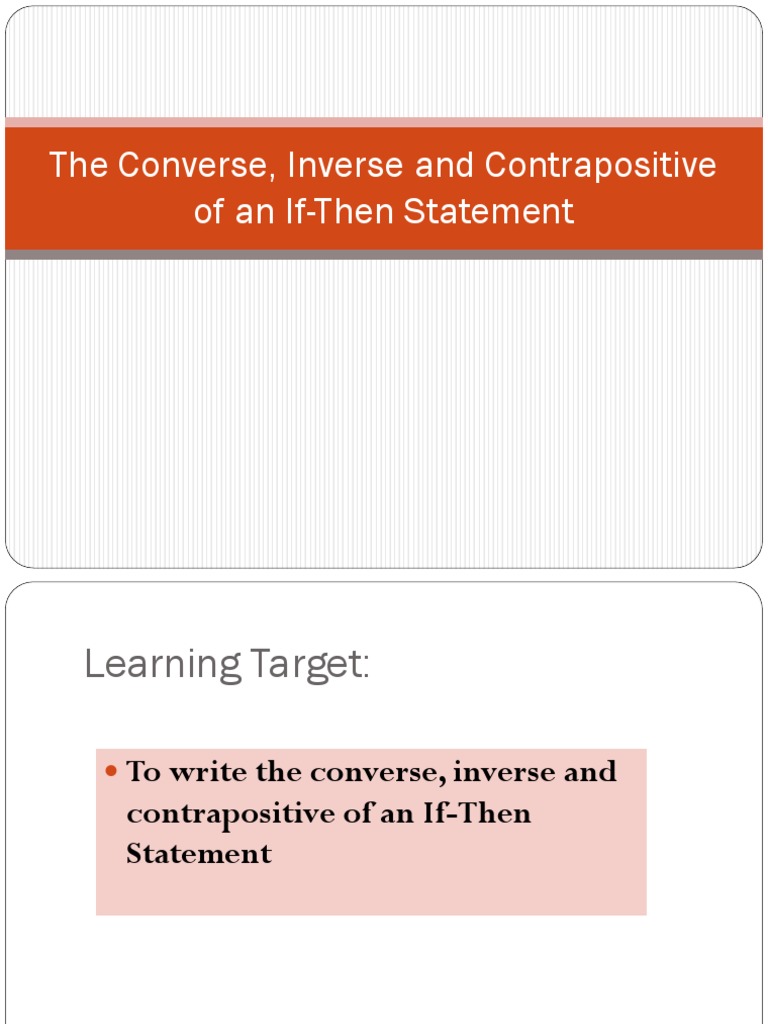 The Converse, Inverse and Contrapositive of An | PDF | Rectangle | Angle