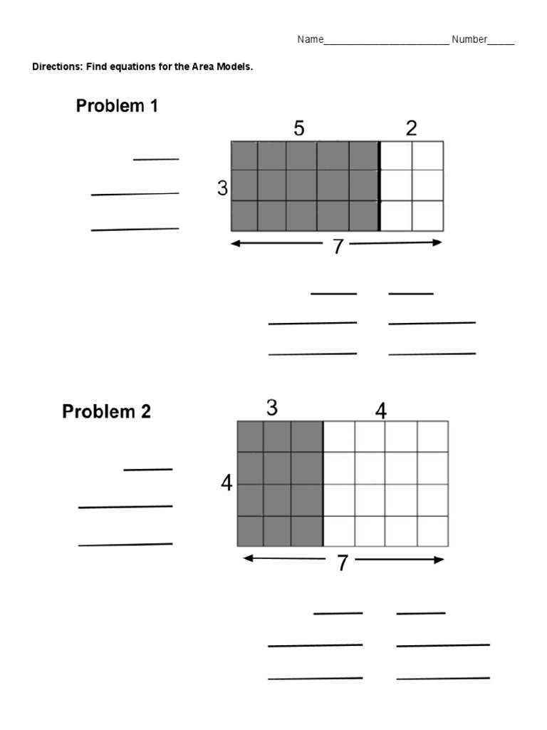 Area Models Equation Worksheet | PDF | Teaching Methods & Materials