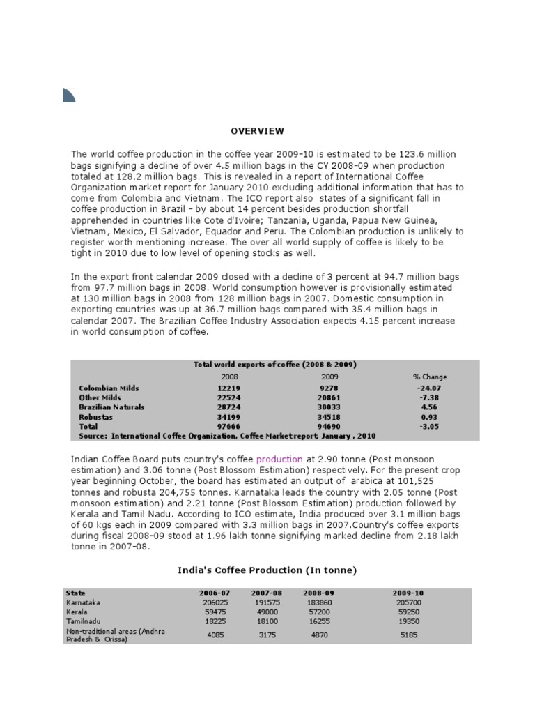 Coffee Overview | PDF | Coffee | Tamil Nadu