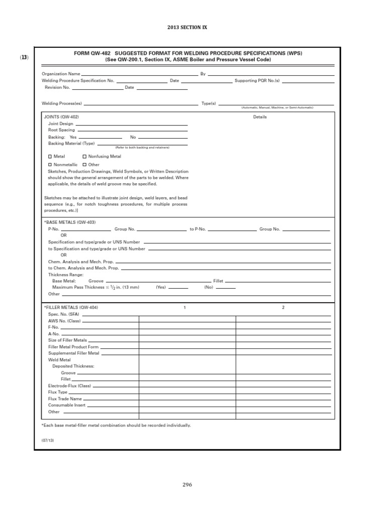 Form Qw-482 Suggested Format For Welding Procedure, 53% OFF