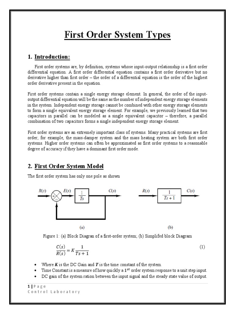 04 - First Order System | PDF | Systems Science | Mathematical Analysis