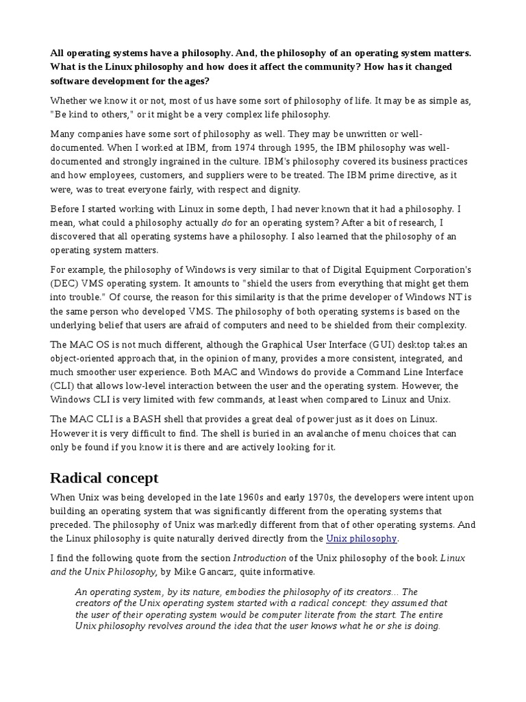Linux Philosophy | Download Free PDF | Operating System | Command Line Interface