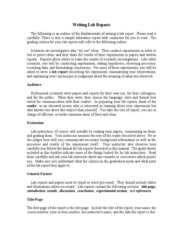 Lab Report Directions PDF | PDF | Experiment | Scientific Method