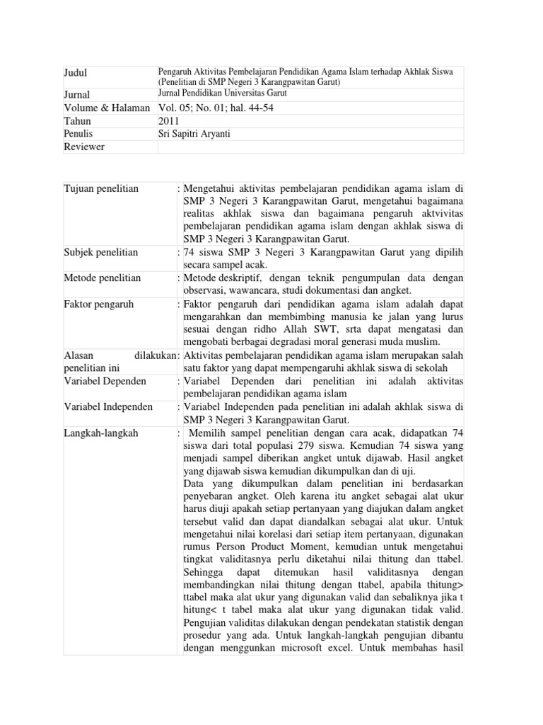 Contoh Review Jurnal | PDF