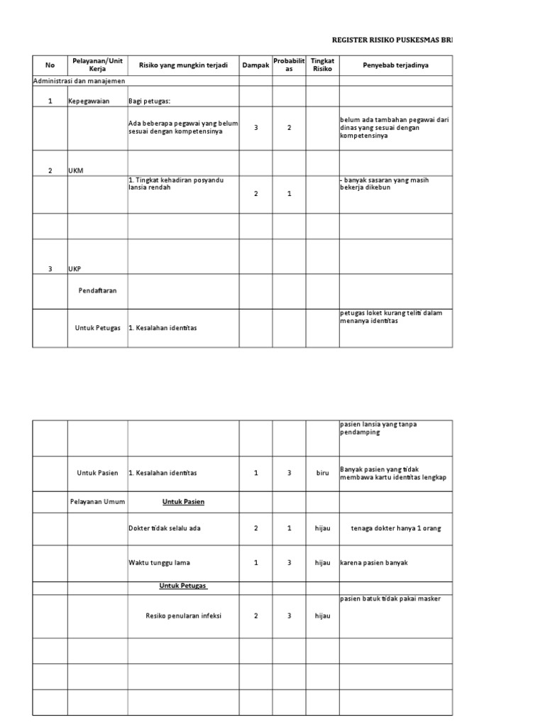 Form Register Risiko | PDF