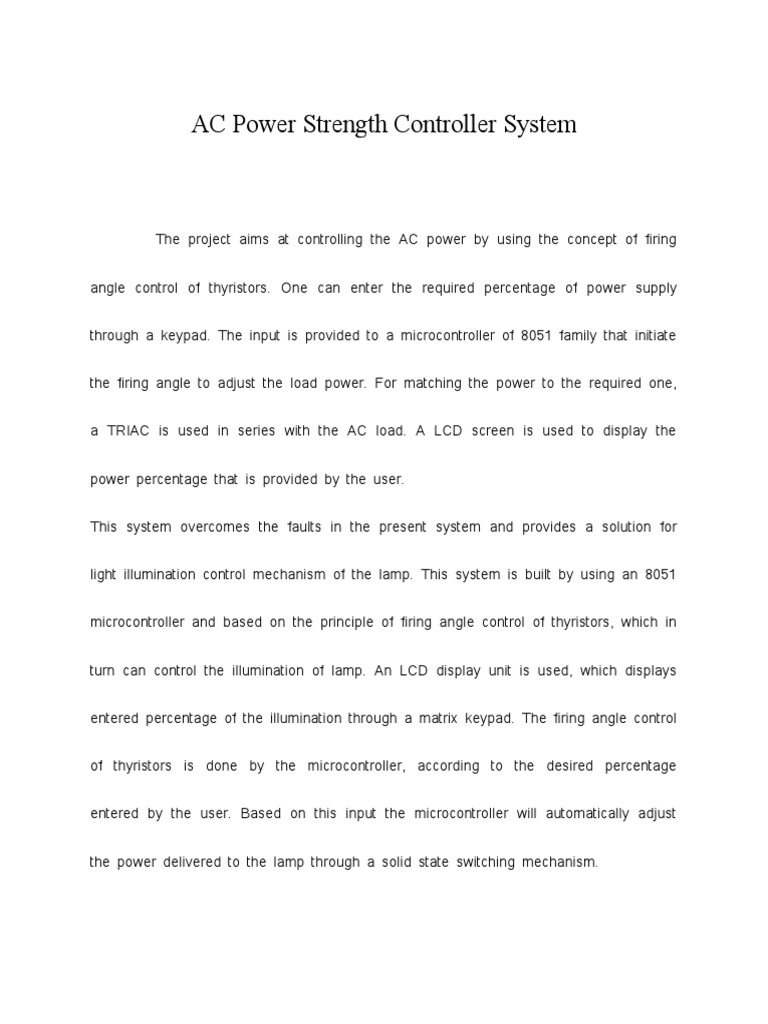 AC Power Strength Controller System | PDF