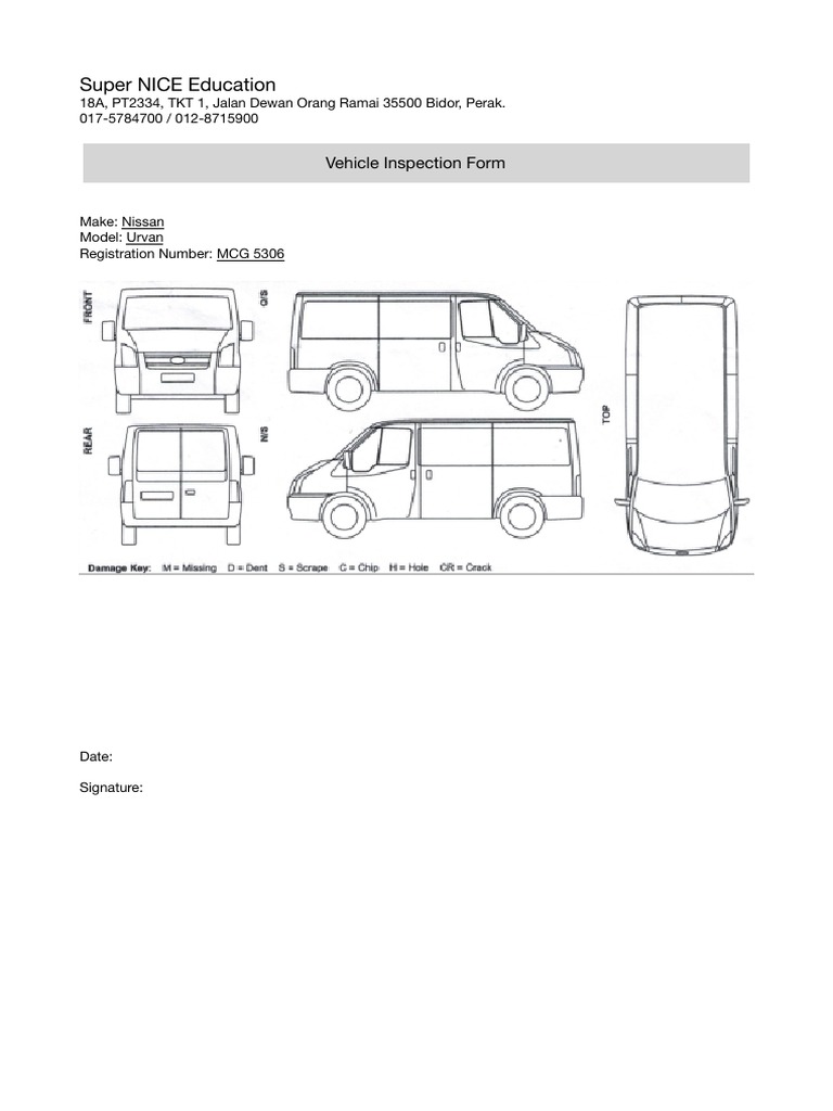 Vehicle Inspection Form | PDF