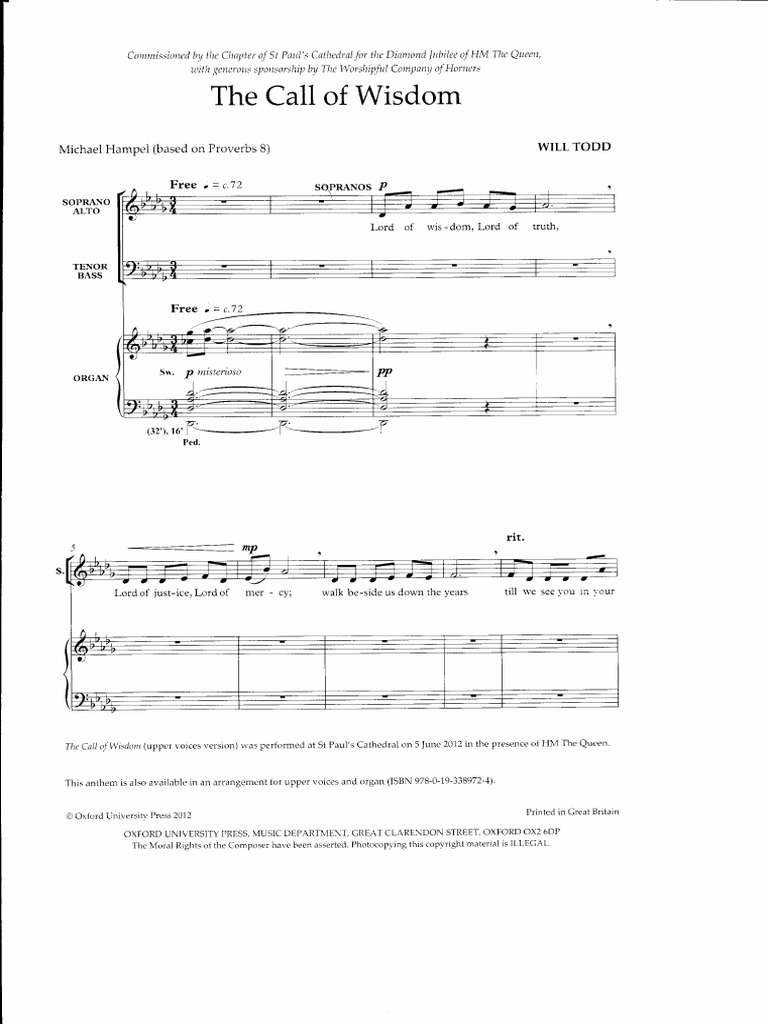 Call of Wisdom | PDF | Vocal Music | Choral Music