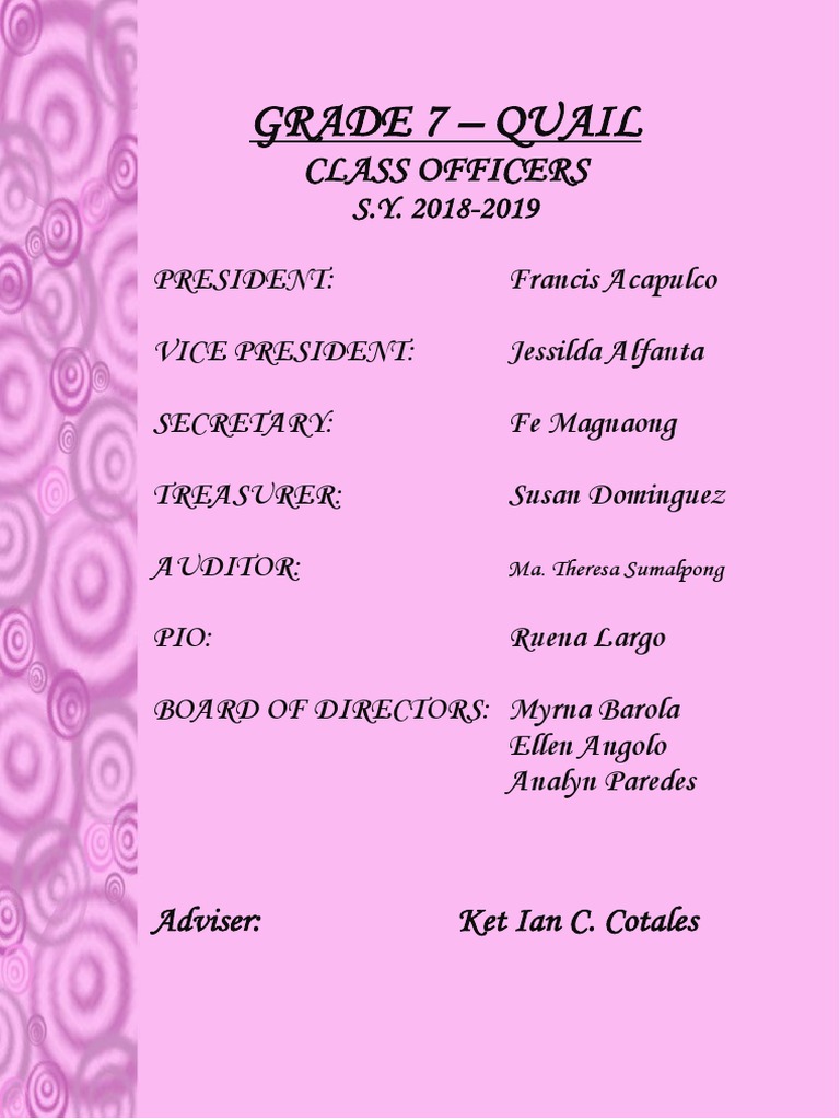 Class Officers - Hpta | PDF | Wellness