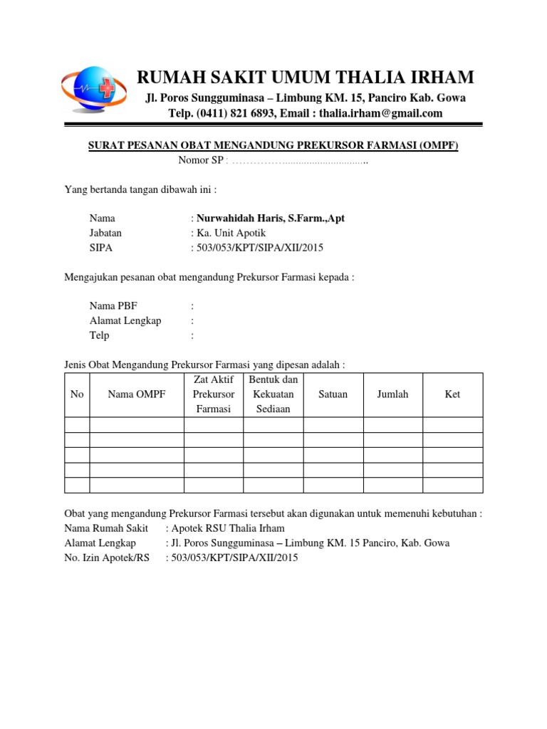 Contoh Surat Pesanan OMPF | PDF