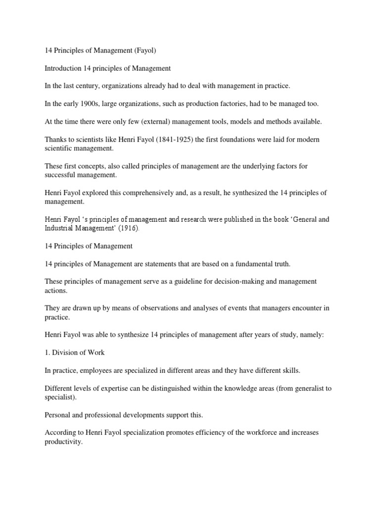 14 Principles of Management | PDF | Cognitive Science | Business