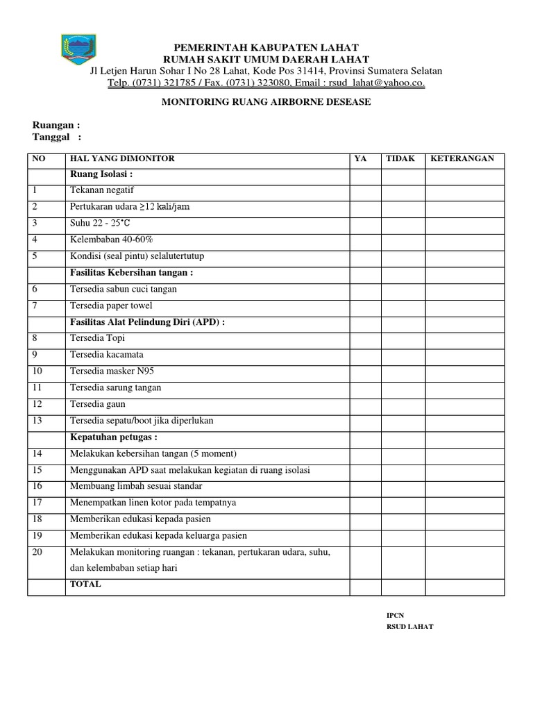 Monitoring Ruangan Tekanan Negatif | PDF